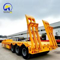China LED Light 3 Axle Gooseneck Lowbed Semi Trailer with Ramp Customized Request Customization for sale