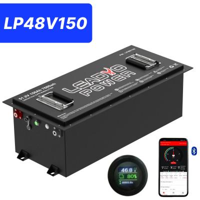 China 48V 150Ah 250Amp 51.2V Bluetooth LiFePO4 Lithium Golf Cart Battery with Round LCD ,5yrs Warranty for sale