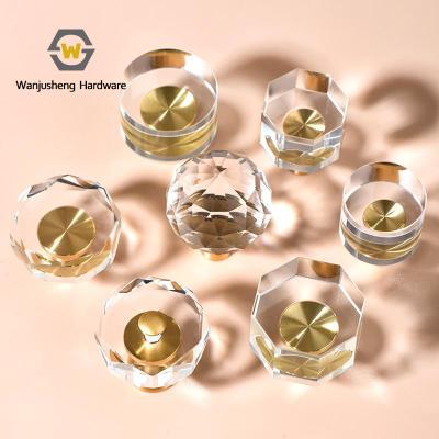 China Modern Luxury French Crystal Single-Hole Brass Door Handle Pull for Dresser for Bedroom Use for sale