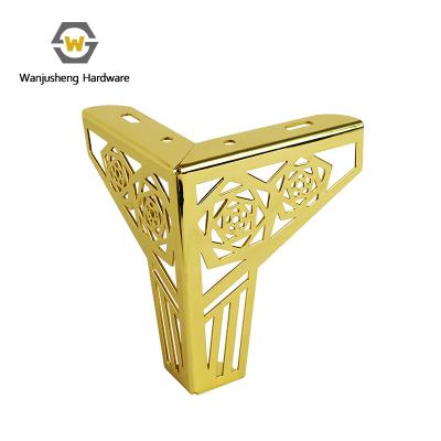 China Wanjusheng Latest Sofa Yellow Decorative Hardware Furniture Feet Custom Table Sofa Feet Cabinet Metal Furniture Feet for sale