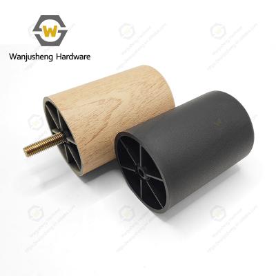 China Black Plastic Furniture Sofa Legs with Round Plastic Base Leveling Feet for sale