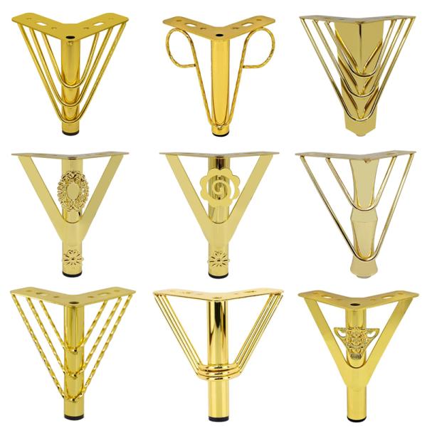 Quality Wholesale Furniture Hardware Accessories Y-shaped Sofa Legs Gold Cabinet Bed Legs and Metal Sofa Legs for sale
