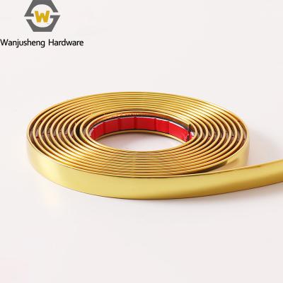 China Customized Metal Gold Decorative Brushed Self-Adhesive Tape PVC Edge Tape Sofa Tile Decoration for sale