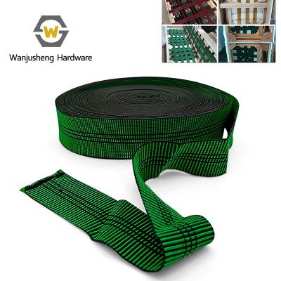 China Eco-friendly Green Sofa Elastic Webbing Anti-Aging High-Elastic Furniture Elastic Strap for Sofa Seat Cushion & Backrest for sale