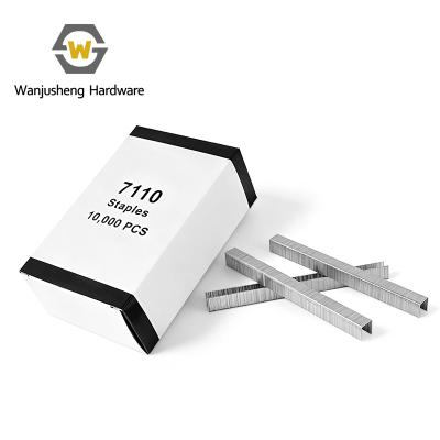 China Hot Selling 7110 U-Type Staples 71 Series Galvanized Pneumatic Staples for Sofa & Furniture for sale