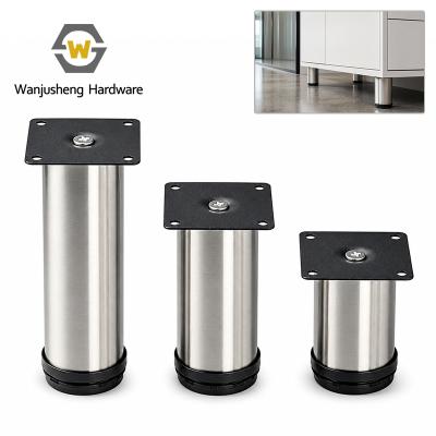 China Modern Style Thickened Stainless Steel Cabinet Legs Round Tube Adjustable Support Feet for Furniture Sofas & Coffee Tables for sale