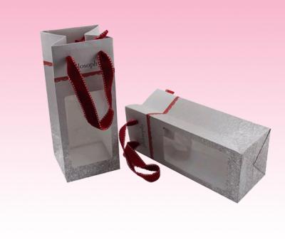 China custom promotion luxury paper bag with clear PET/ PVC window factory for sale