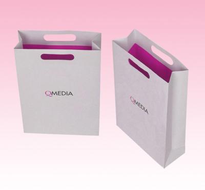 China custom cheap paper bag printing supplier with paper flat handle for sale