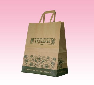 China custom large brown paper bags for toy printing with flat paper handle factory for sale