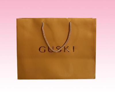 China custom handmade paper bag sizes with embossed hot stamping logo for sale