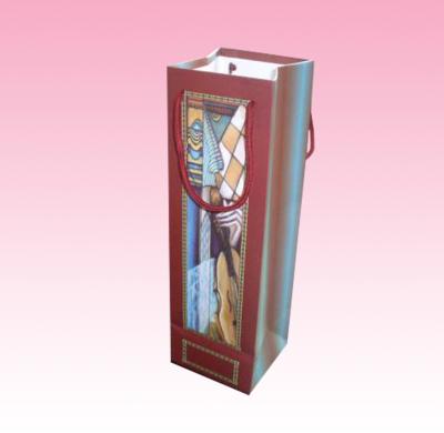 China custom tiny paper bags cost in bulk with eyelet printing anufacturer for wine bottle for sale