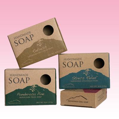 China custom recycle brown kraft paper box company with window for soap for sale