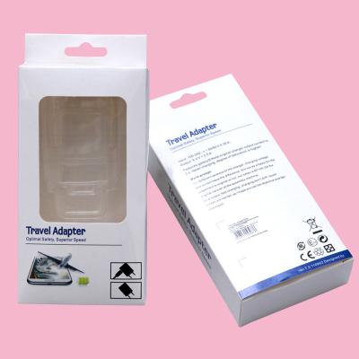 cajas de cartón plegables de encargo del Libro Blanco con la bandeja de la ampolla para el adaptador del viaje