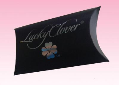 China cajas de papel negras de encargo de la almohada de la cartulina con el logotipo de sellado de plata en venta