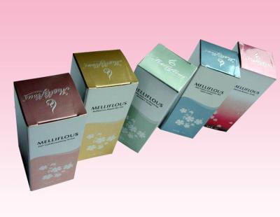 custom cosmetic paper box size online with embossed silver stamping logo for sale