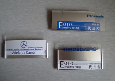 China custom silver name tag clips business name badges design with logo printing for sale