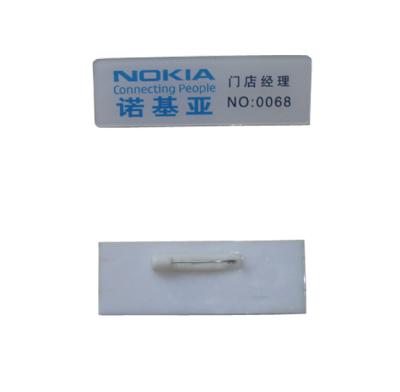 China etiquetas en línea de encargo del nombre de las insignias de nombre de las etiquetas del nombre del empleado de KFC con la impresión del logotipo en venta