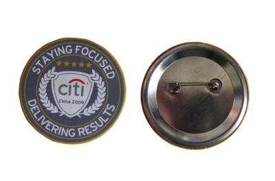 China custom round aluminum tinplate safety pin badge size with logo printing factory for sale
