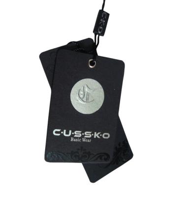 China custom garment paper tag with seal tag embossed silver stamping logo for T-shirt for sale