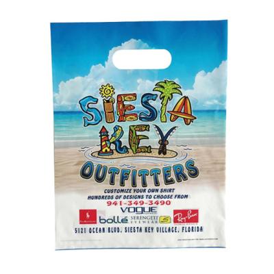 custom LDPE plastic shopping clothing bag packaging with die cutting handle