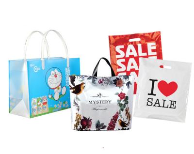 Bolsas de plástico de PVC biodegradables personalizadas, impresión de compras con asa de cuerda