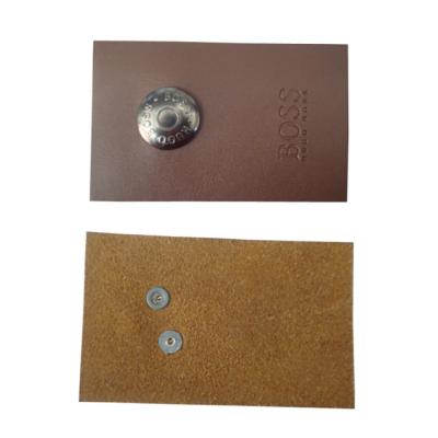 China custom printing genuine leather clothing size labels leather suitcase tags badge for sale