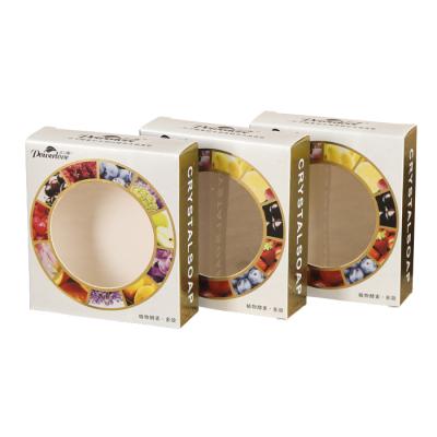 China Cajas de embalaje de jabón de papel reciclado personalizadas con ventana de PET/PVC – Cajas impresas al por mayor en venta