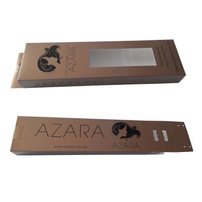 China Custom Printed Paper Wig Packaging Boxes with Hook and Clear Window – Wholesale Hair Extension Display Box for sale