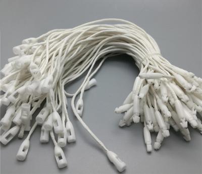 China custom cheap white plastic seal String hang tag with bullet clasp manufacturer for sale