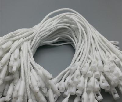 China custom cheap white plastic seal String hang tag with bullet clasp manufacturer for sale