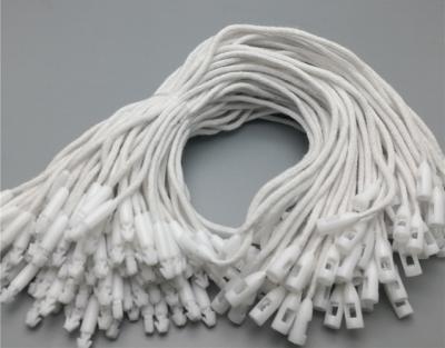 China custom cheap white plastic seal String hang tag with bullet clasp manufacturer for sale