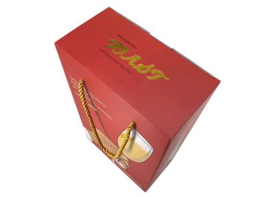 China Order Custom Printed Corrugated Cardboard Wine Bottle Packing Boxes with Handle Rope for sale