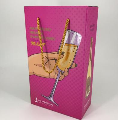 China Order Custom Printed Corrugated Cardboard Wine Bottle Packing Boxes with Handle Rope for sale