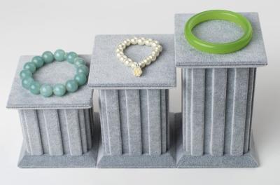 China Three Set Gray Velvet Bangle Holder Stand For Bangle / Bracelet Risers for sale