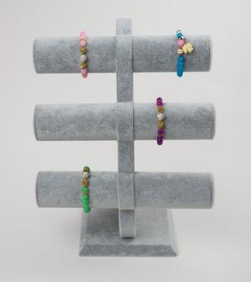 China Gray Velvet T - Bar Bracelet Display Stand , Classy Style Jewelry Display Props for sale
