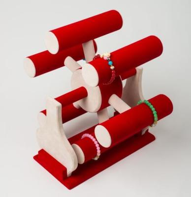 China Red Jewellry Display Stands Six Rounds Windmills Bracelet Holder Stand for sale
