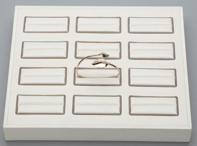 China White Leather Jewelry Tray With 12 Bangle Slots For Bangle Display for sale