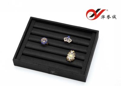 China 5 Slots Jewelry Stackable Trays In Black Color Silk Cloth Material for sale
