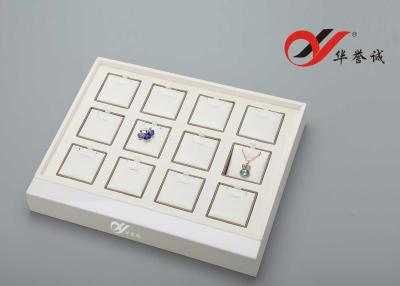China 12 Slots Jewelry Display Trays White PU Leather For Pendant Organizer for sale