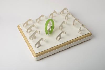 China 14 Components Leather Jewelry Display Trays Yellow Edge For Bangle Display for sale