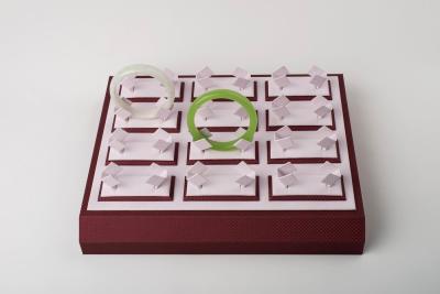 China 12 Components Leather Jewelry Display Trays Burdundy Edge For Bangle Display for sale