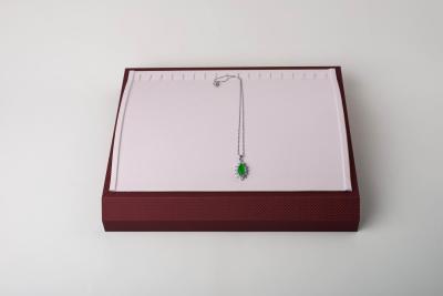 China 20 Hooks PU Leather Jewelry Display Tray For Necklace Display In Burgundy Color for sale