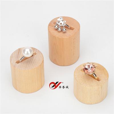 China Original Wooden Cylindrical Jewelry Display Stands Three Pieces For Showcase for sale