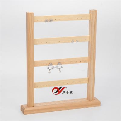 China 4 Layer Jewelry Display Stands , Original Wooden Earring Display Holder for sale