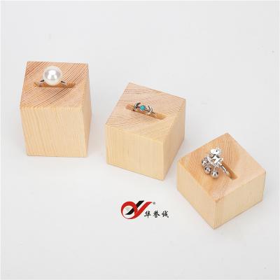 China 3 Pieces Square Shape Solid Wooden Ring Display Stand / Jewelry Display Sets for sale