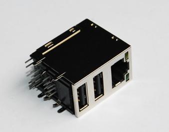 China RJ45 connector+USB2 +LED for sale