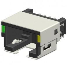 RJ45 Modular Jack (Offset)Shielded, THT, Reflow Soldering, LED