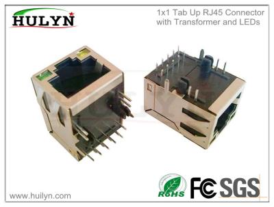 China 1X1 TAB-UP Fast RJ45 Jack With Transformer and LEDs for sale