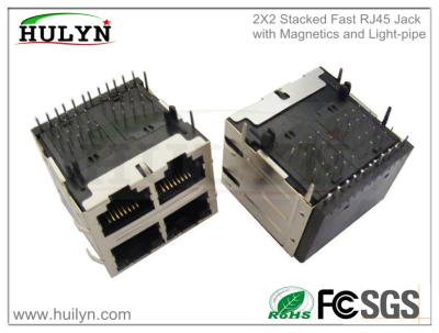 China Stacked 2x2- RJ45 with transformer RJ45 JACK for sale
