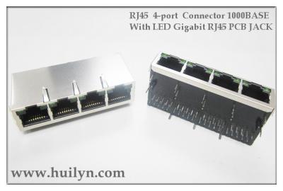 China 1x4  RJ45 with transformer,RJ45 JACK PoE, （25.4mm）1Gbps for sale